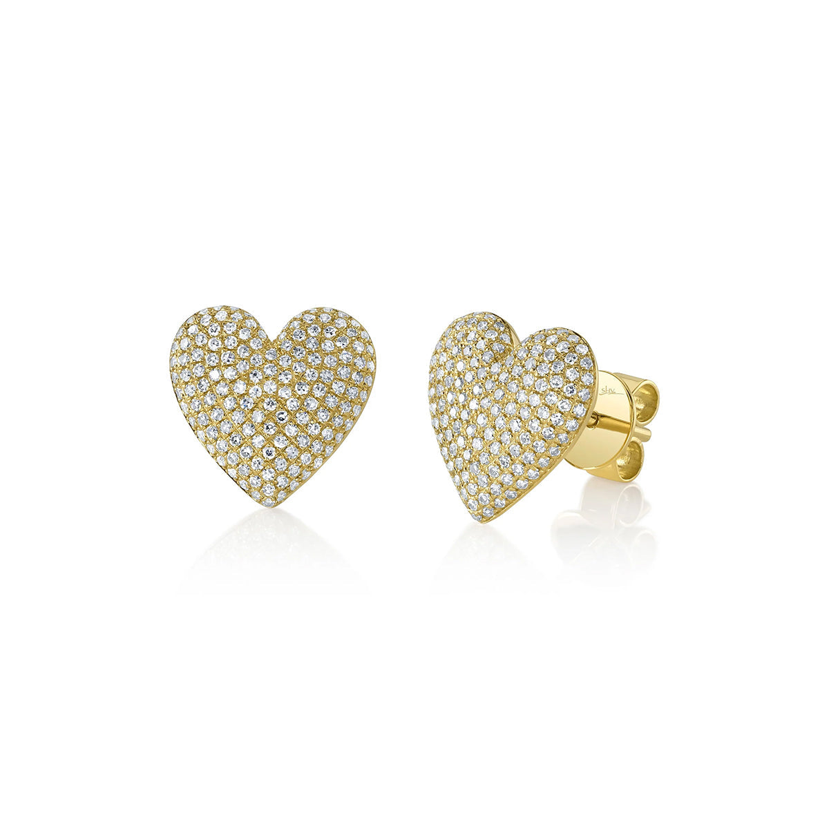 Shy Creation Diamond Pave Heart Stud Earring – Topper Fine Jewelers