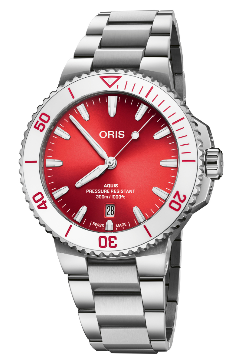 Oris Aquis Date 41.5mm Watermelon Red 733 7787 4138-07 8 22 04PEB ...